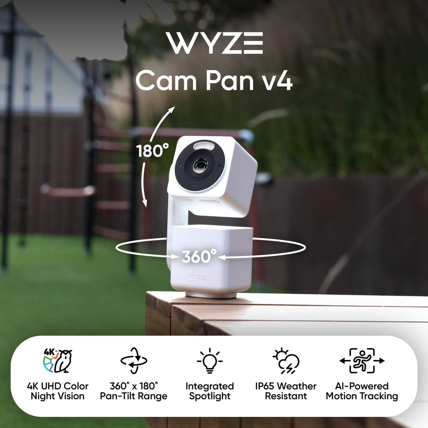 Wyze Cam Pan v4 | 4K Ultra HD. 360° Pan & 180° Tilt.
